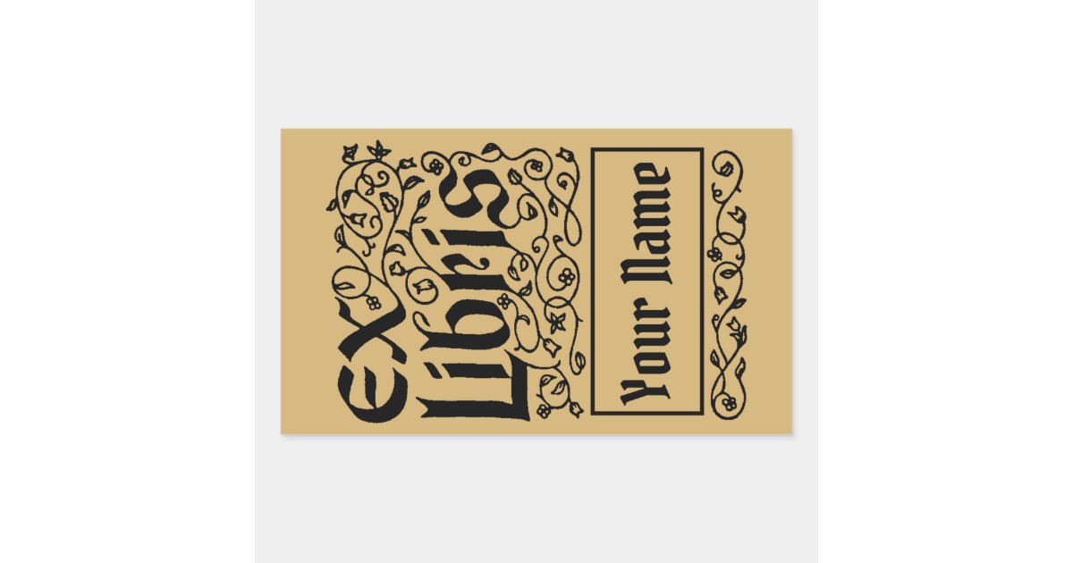 Vintage Floral Personal Ex-Libris Template Rectangular Sticker | Zazzle
