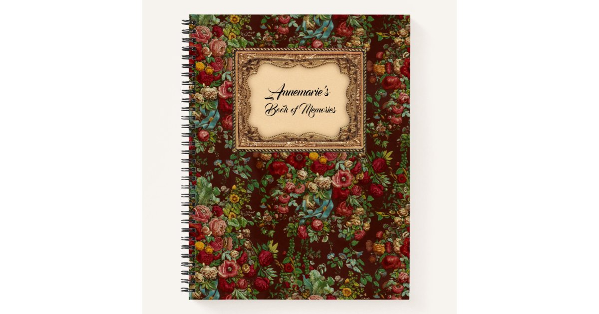 Vintage Floral Personalised Spiral Notebook | Zazzle