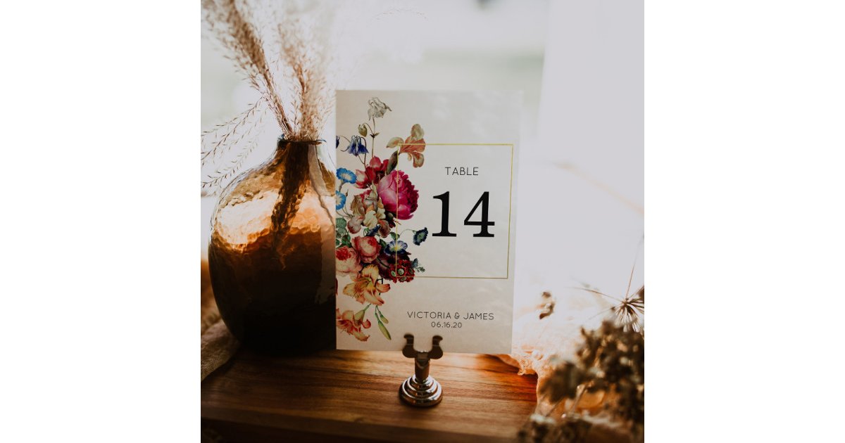 Vintage Floral Personalized Table Number | Zazzle