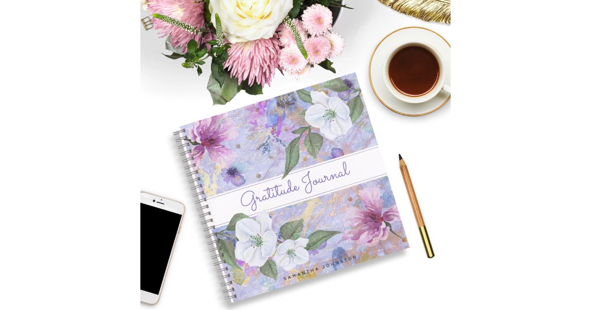 Vintage floral purple watercolor gratitude journal | Zazzle