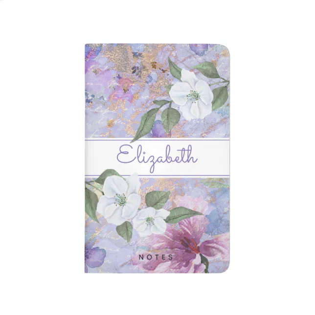 Vintage floral purple watercolor script custom journal | Zazzle