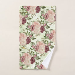 Vintage Floral Rose Bath Towel Set | Zazzle