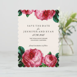 Vintage Floral Rose Save the Date | Zazzle