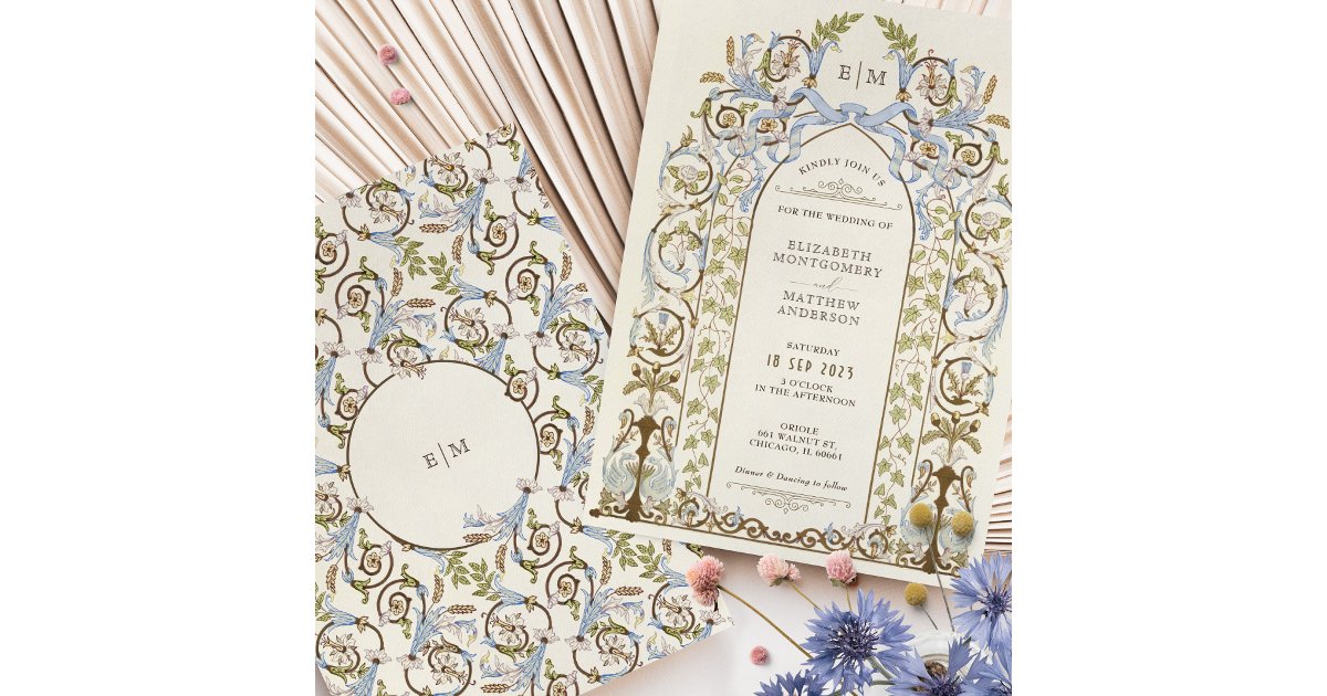 Vintage Floral Royal Victorian Wedding Invitation | Zazzle