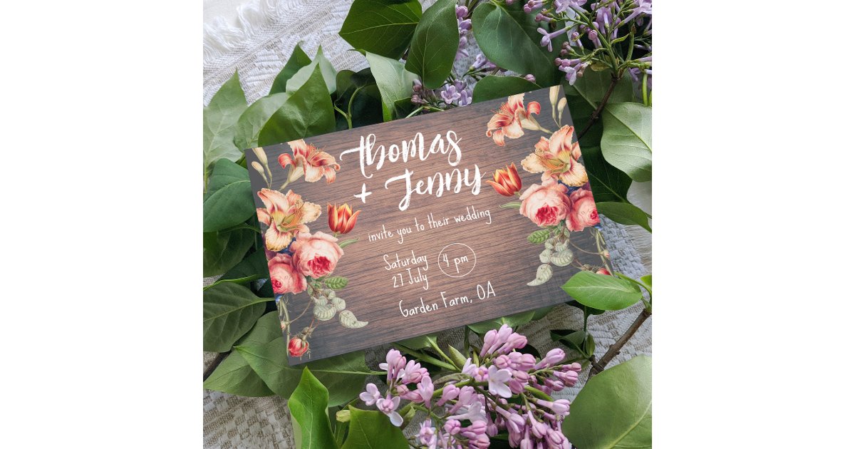 Vintage Floral Rustic Farm Barn Wedding Invitation | Zazzle