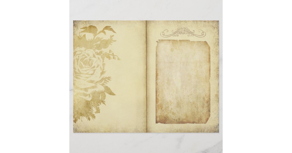 Vintage Floral Rustic Parchment Journal Page | Zazzle
