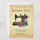 Vintage Floral Sewing Machine Birthday Party Invitation | Zazzle