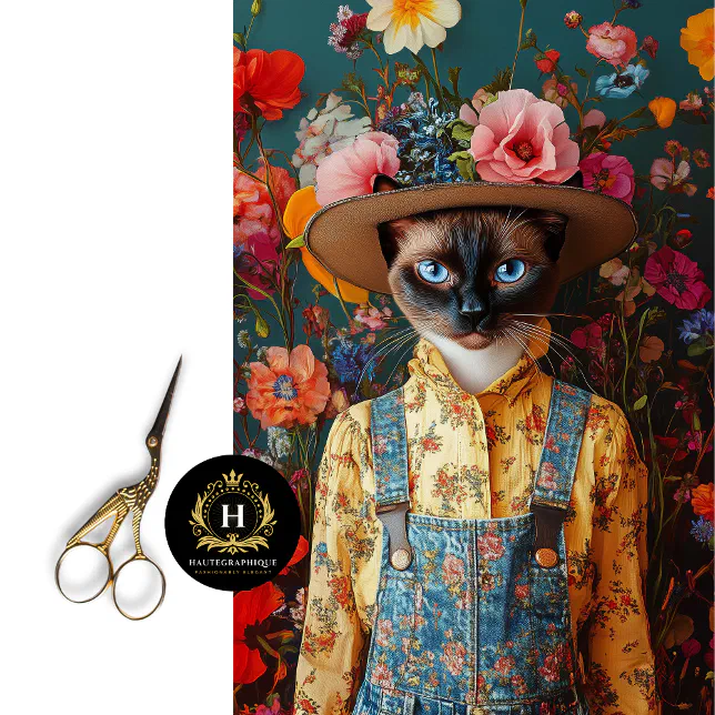 Vintage Floral Siamese Cat Decoupage Tissue Paper | Zazzle