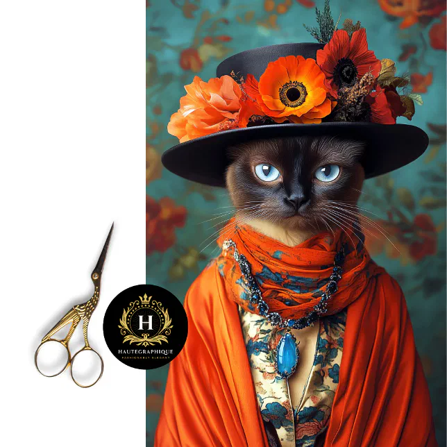 Vintage Floral Siamese Cat Decoupage Tissue Paper | Zazzle