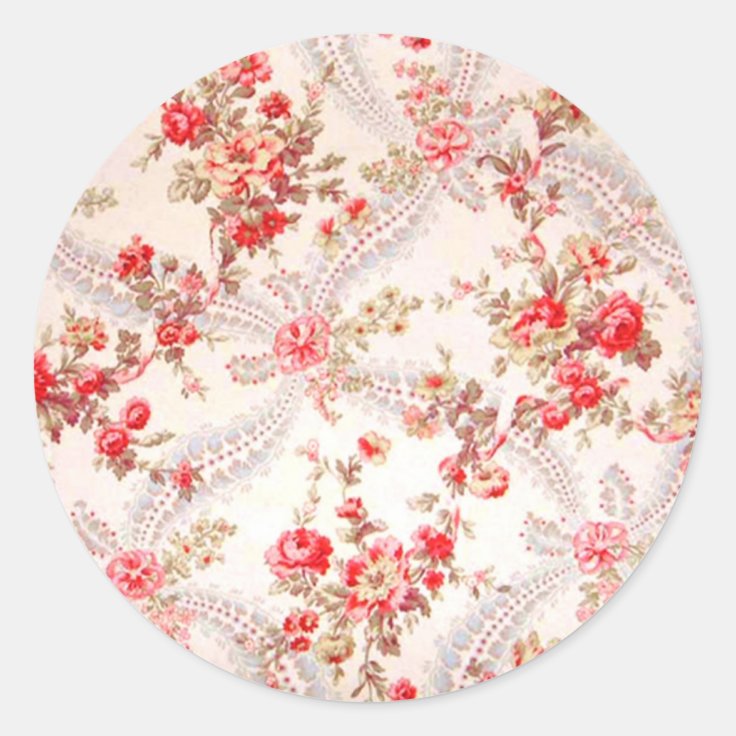 Vintage Floral Sticker Template | Zazzle