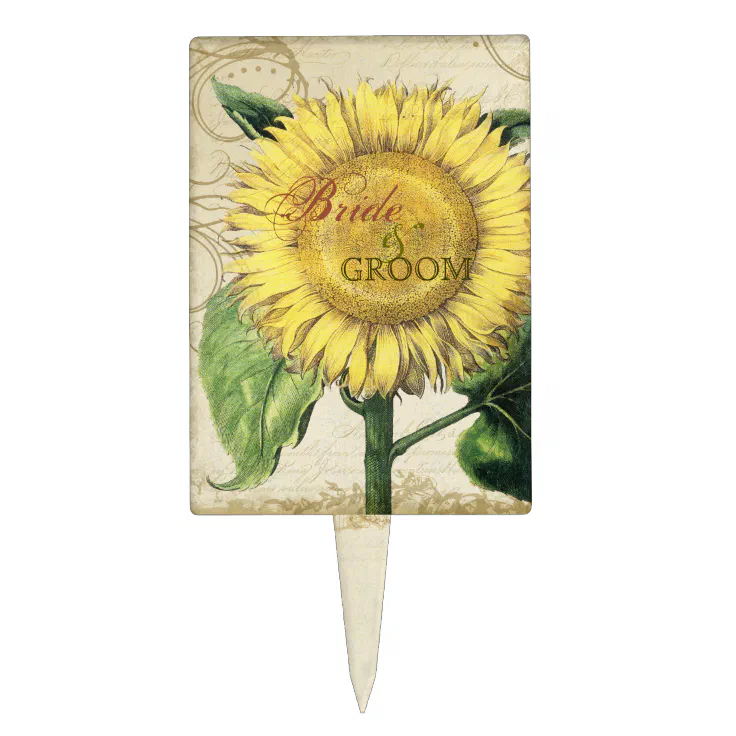 Vintage Floral Sunflowers - Autumn Fall Wedding Cake Topper | Zazzle