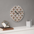 Vintage Floral Terracotta Tiles Pattern Large Clock | Zazzle