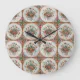 Vintage Floral Terracotta Tiles Pattern Large Clock | Zazzle