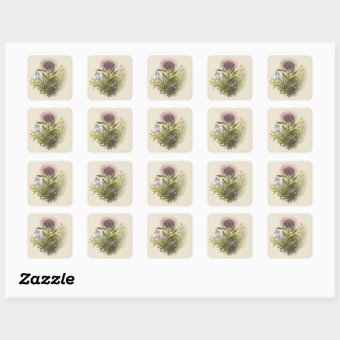 Vintage Floral Thistle Sticker | Zazzle
