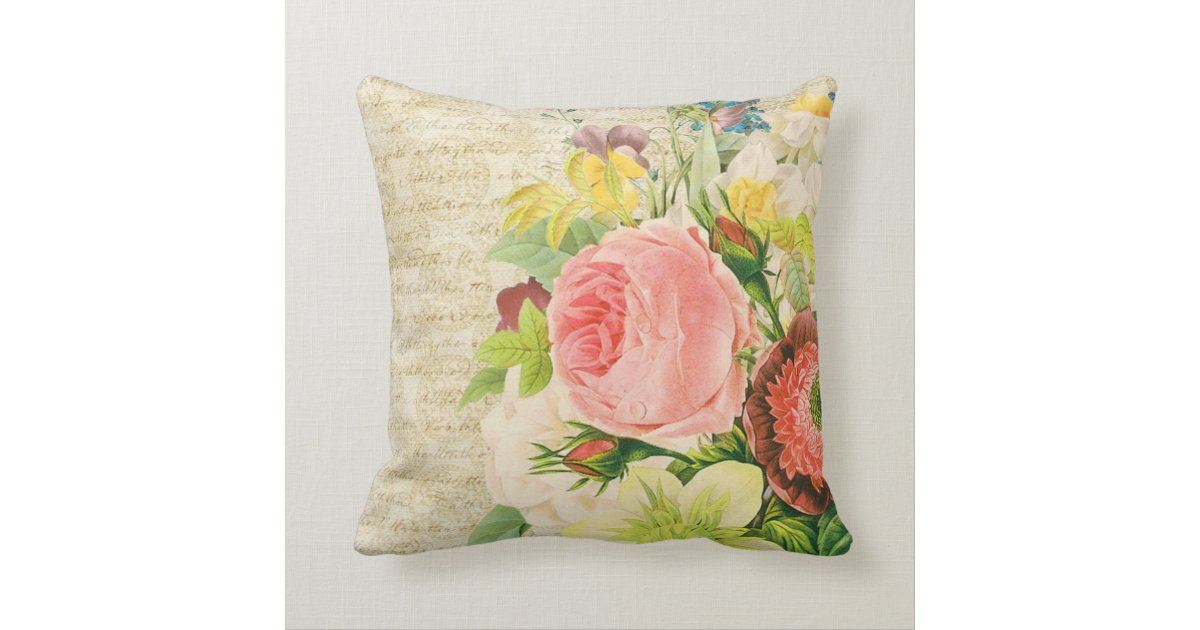 Vintage Floral Throw Pillow | Zazzle.com