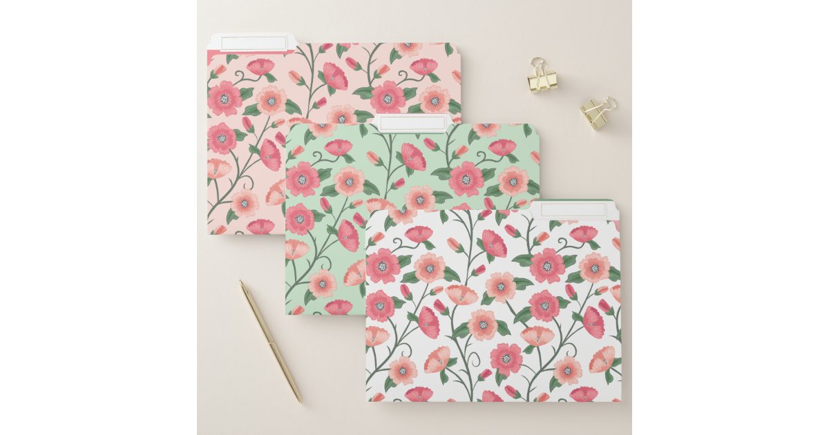 Vintage Floral Vines Pattern File Folder | Zazzle