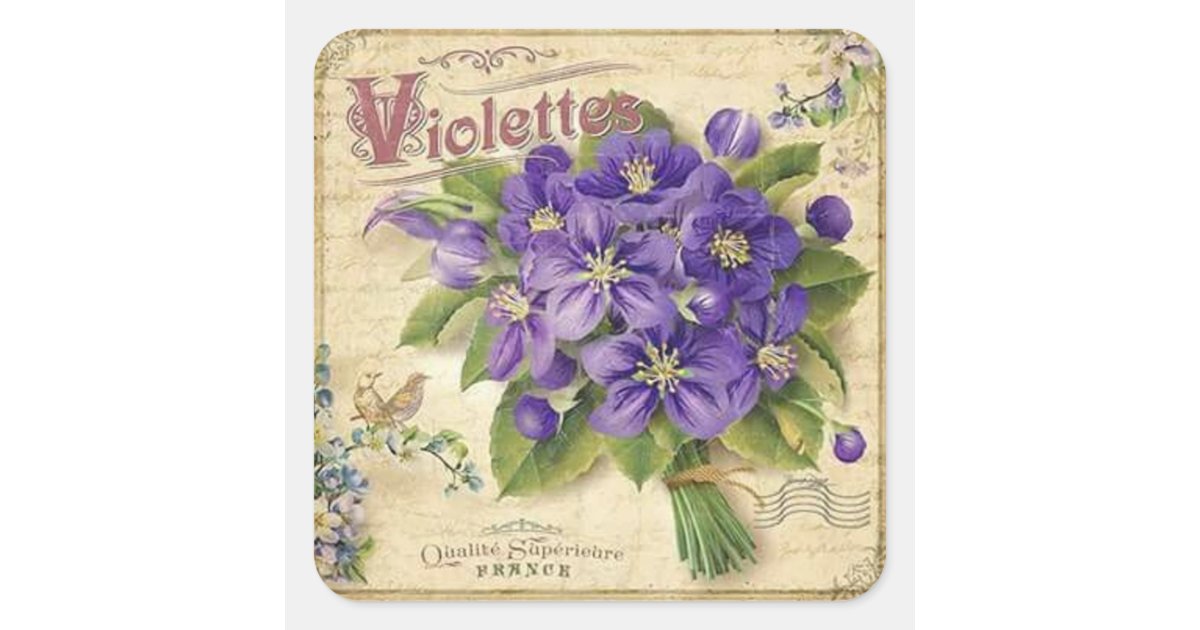 Vintage floral violets elegant sticker | Zazzle