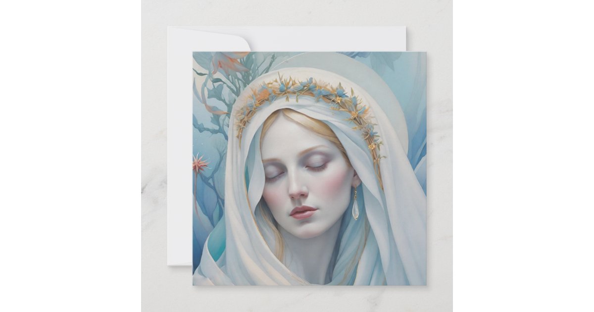 Vintage Floral Virgin Mary Greeting Card | Zazzle