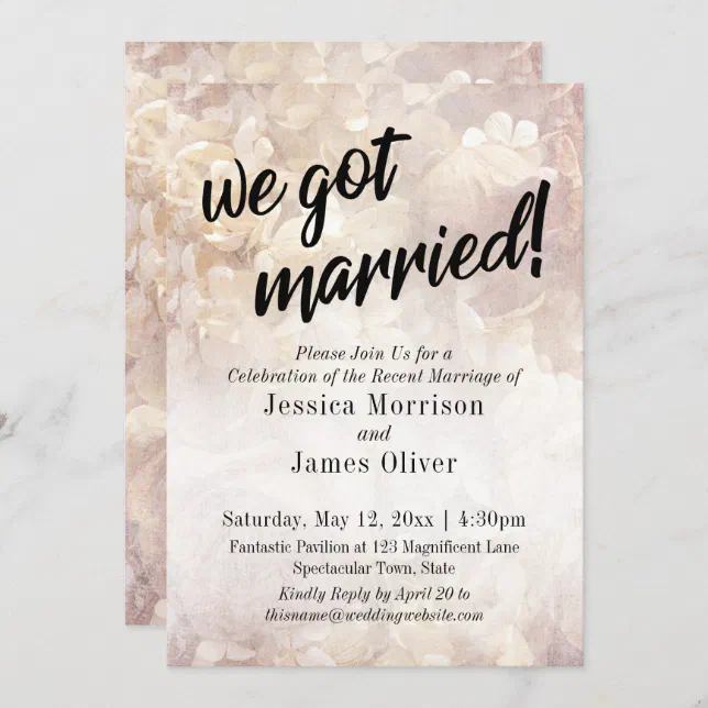 Vintage Floral We Got Married Reception-Only Invitation | Zazzle