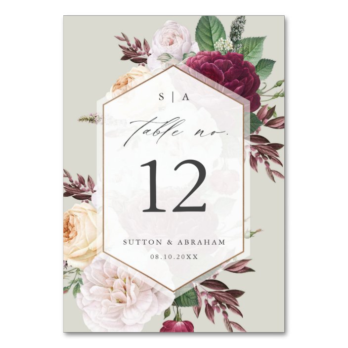 Vintage Floral Wedding Table Number | Zazzle.com