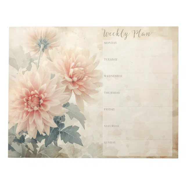 Vintage Floral Weekly Planner Stationery Notepad | Zazzle