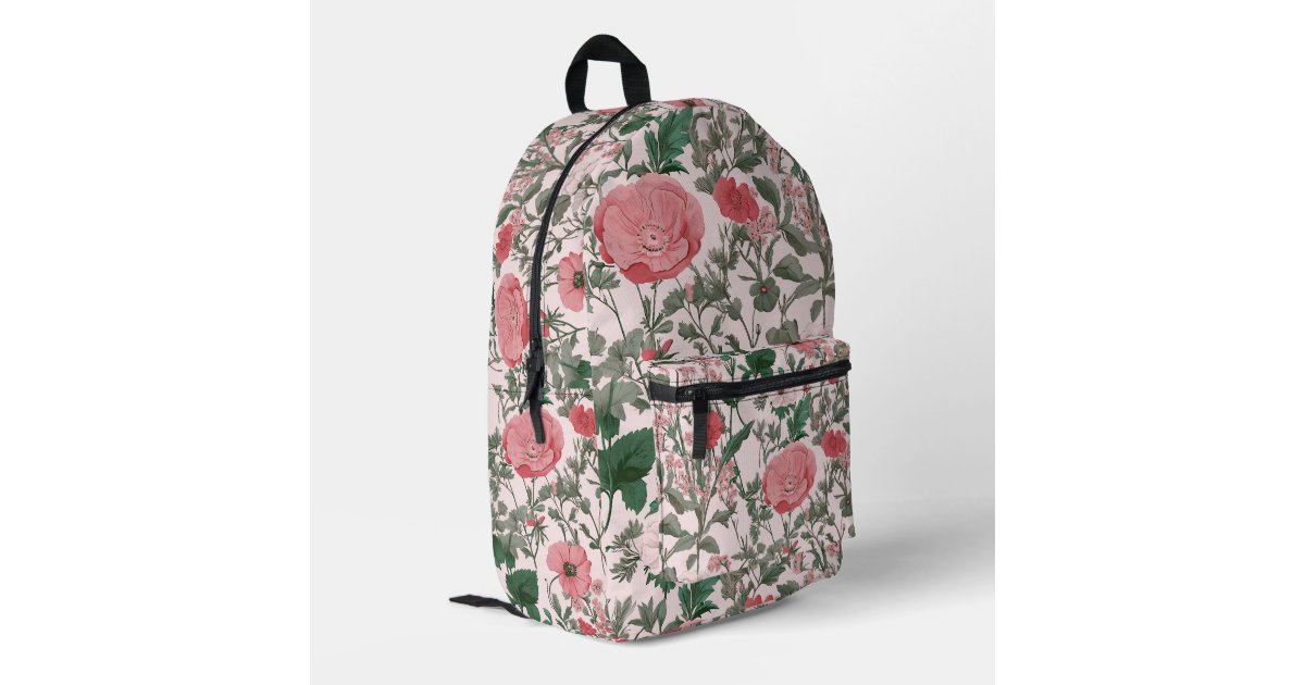 Vintage Floral Wildflowers And Poppies Printed Backpack | Zazzle