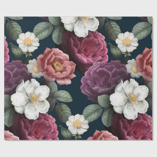Vintage floral wrapping paper | Zazzle