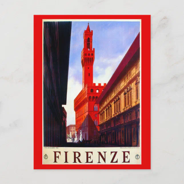 Vintage Florence Italian travel poster Postcard | Zazzle
