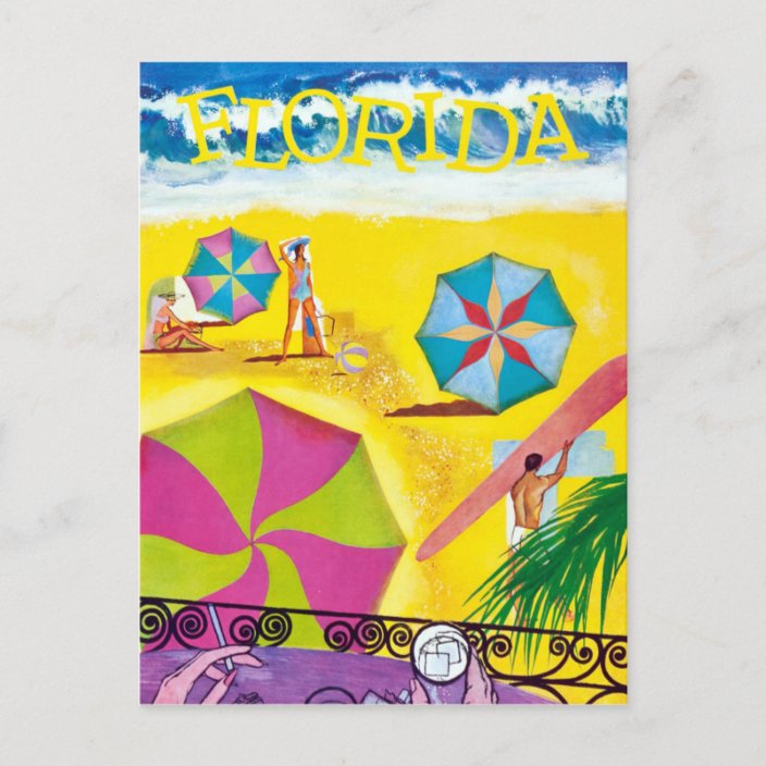 Vintage Florida Beach Travel Postcard | Zazzle.com
