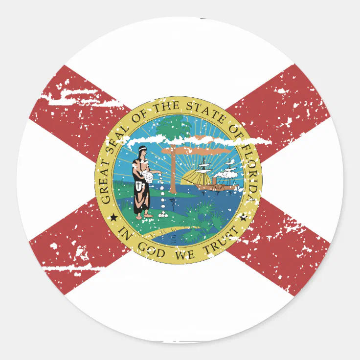 Vintage FLORIDA Flag Classic Round Sticker | Zazzle