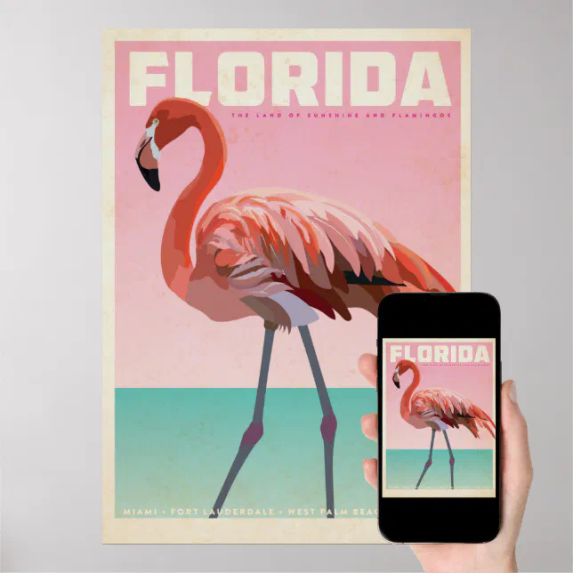 Vintage florida flamigo travel poster | Zazzle