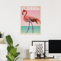 Vintage florida flamigo travel poster | Zazzle
