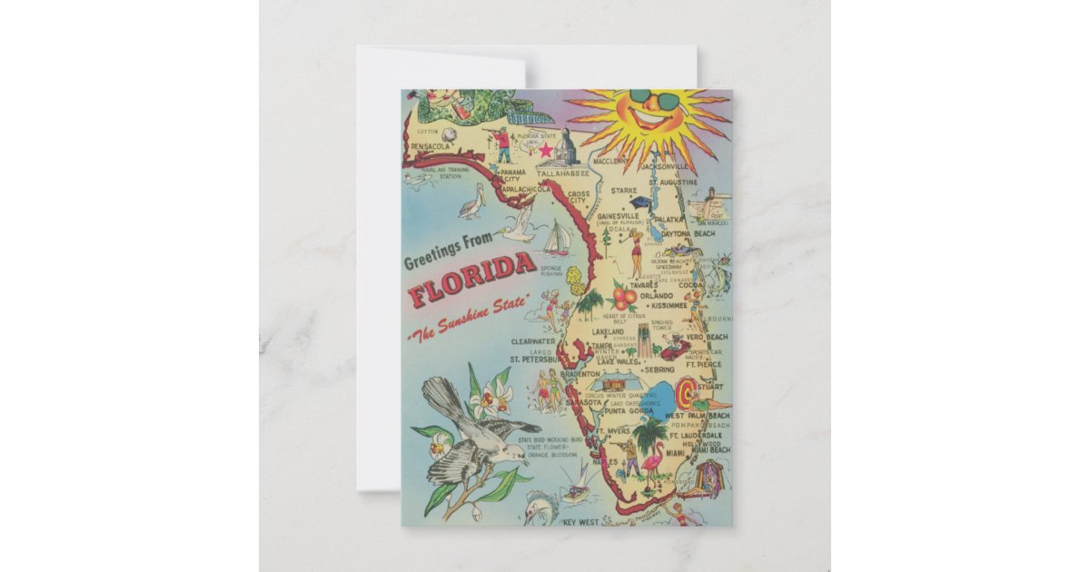Vintage Florida Map Moving/ Relocating Postcard | Zazzle