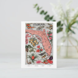 Vintage Florida Map Postcard | Zazzle