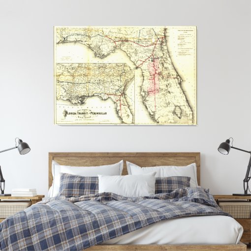Vintage Florida Railroad Map (1882) Canvas Print | Zazzle