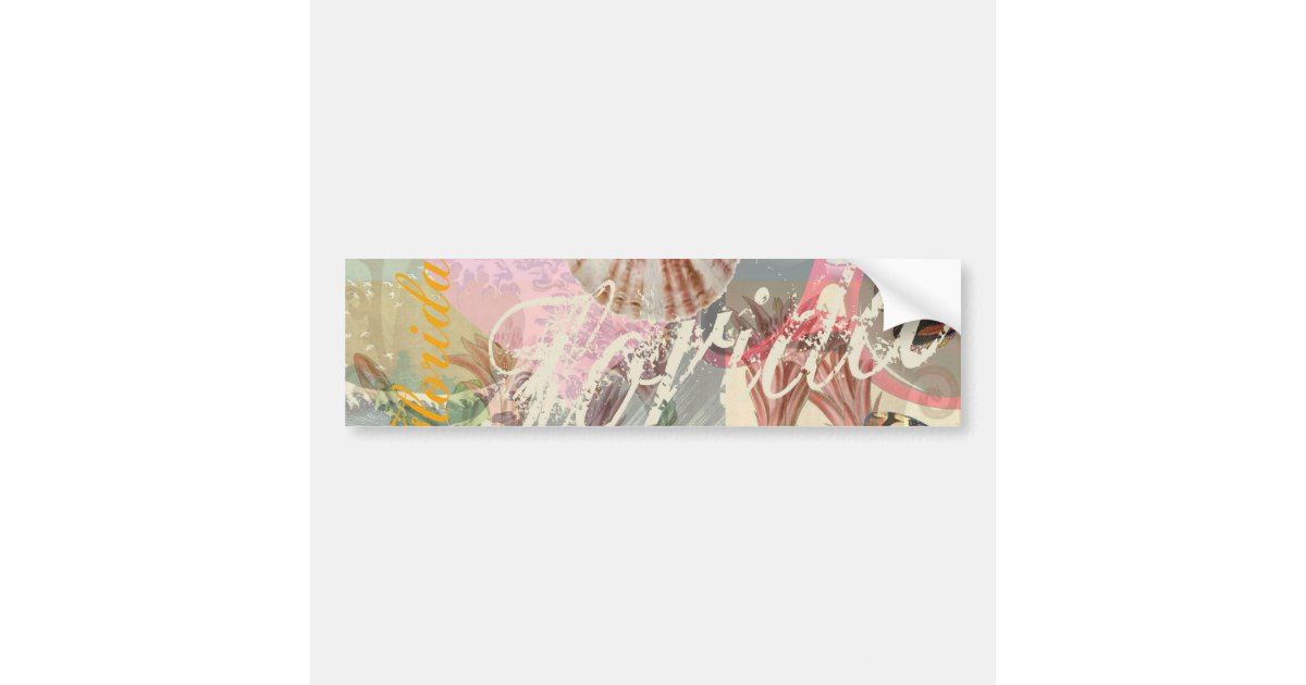 Vintage Florida Travel Beach Shells Collage Bumper Sticker | Zazzle
