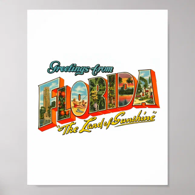 Vintage Florida Travel Logo Poster | Zazzle