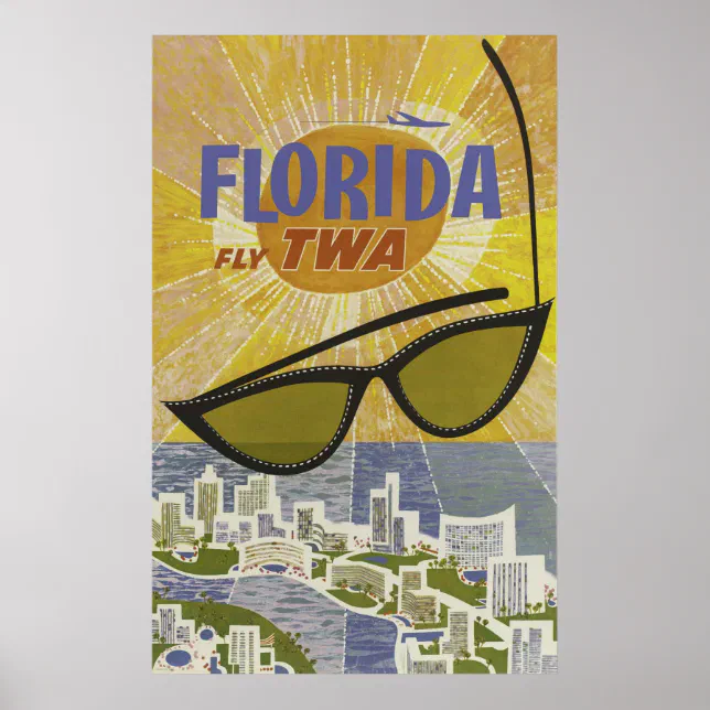 Vintage Florida Travel poster, Retro Illustration Poster | Zazzle