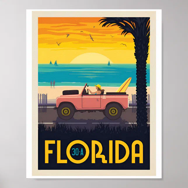 Vintage Florida Travel Summer Poster | Zazzle