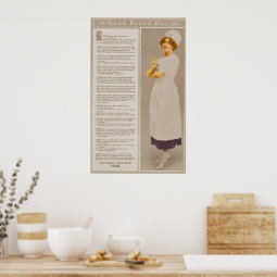 Vintage Flour Ad with Bread Recipe Poster | Zazzle