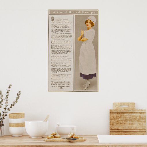 Vintage Flour Ad with Bread Recipe Poster | Zazzle