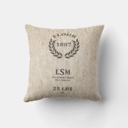 Vintage Flour Sack Throw Pillow | Zazzle