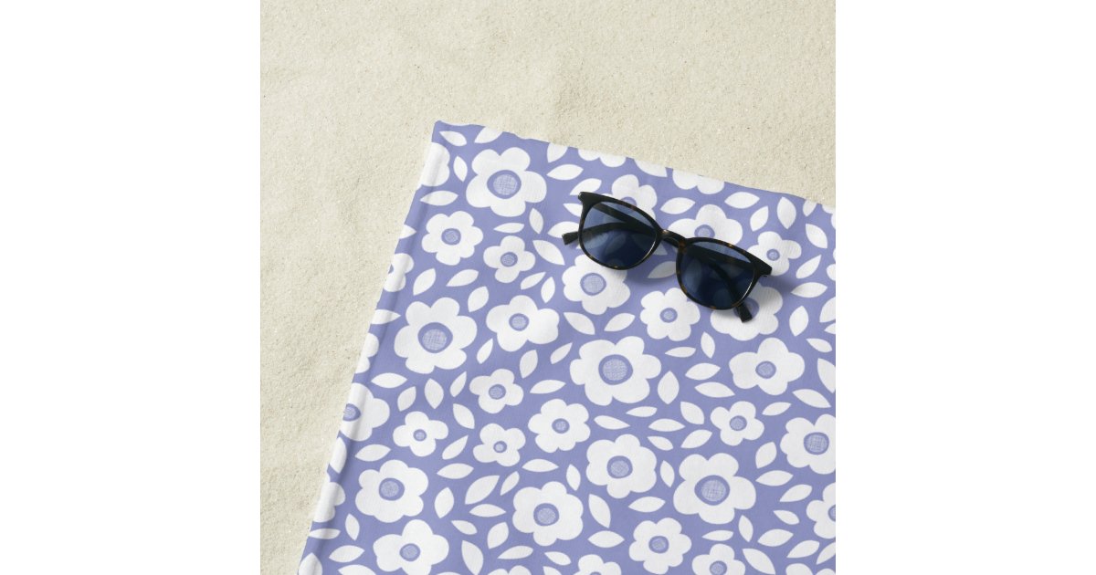 Vintage Flower Cascade Periwinkle Beach Towel | Zazzle
