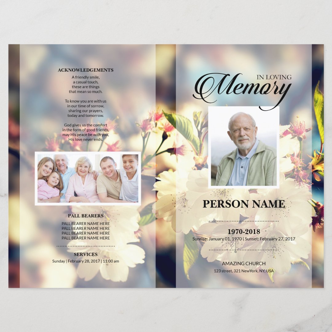 Vintage Flower Funeral Template | Zazzle