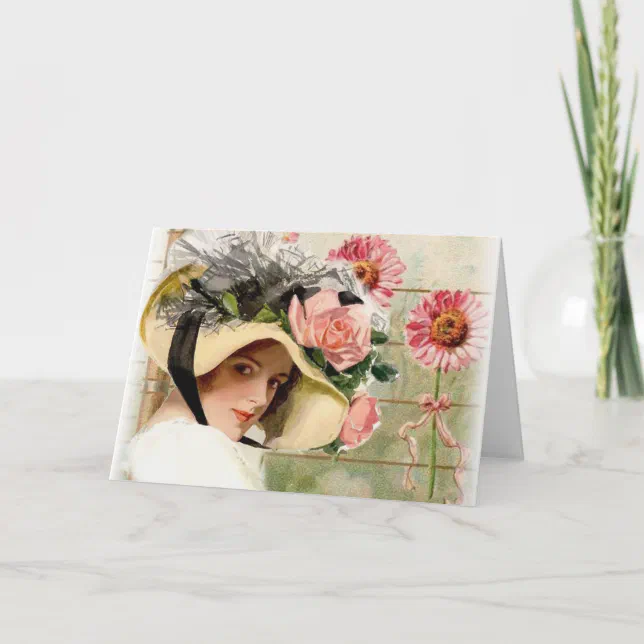 Vintage Flower Lady. Card | Zazzle