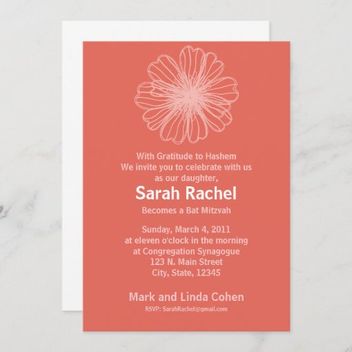 Vintage Flower Orange Invitation | Zazzle