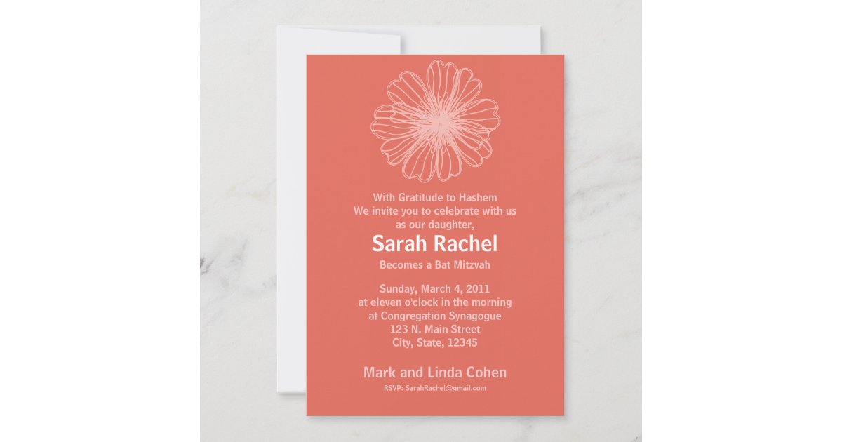 Vintage Flower Orange Invitation | Zazzle