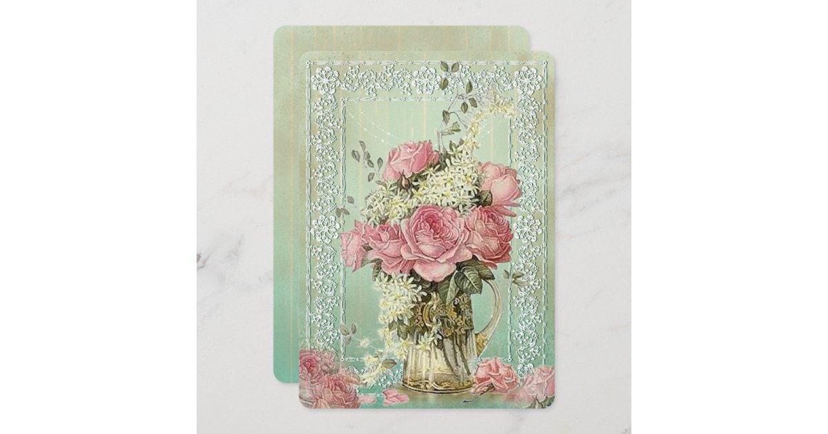 Vintage Flower Pot - Invitation Card | Zazzle