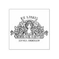 Vintage Flower Woman Library Book Ex Libris Rubber Stamp | Zazzle