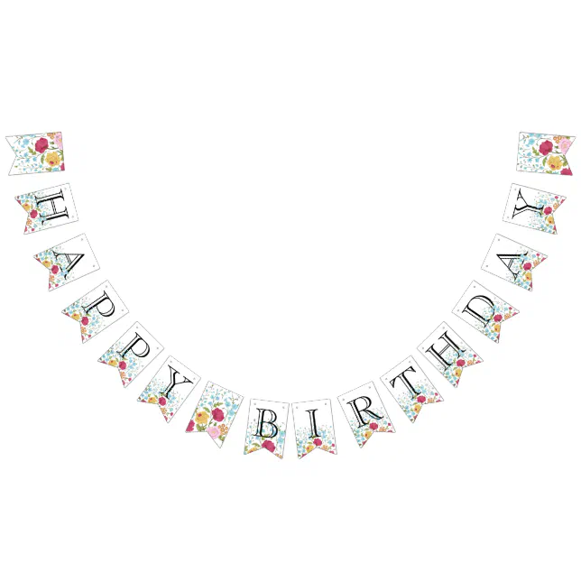 Vintage Flowers happy Birthday Banner | Zazzle